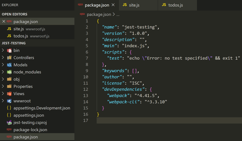 Javascript Unit Testing Getting Started Using Jest Webpack And Net Core 9755