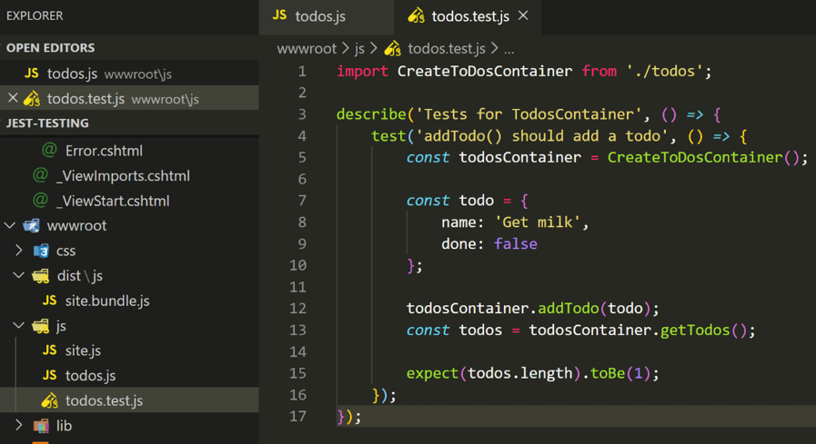 JavaScript Unit Testing: Getting Started Using Jest, Webpack, and .NET Core JavaScript Unit Testing: Getting Started Using Jest, Webpack, and .NET Core